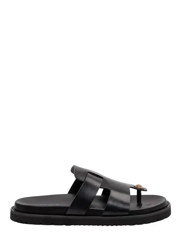 Versace Leather T-strap Sandals - Black