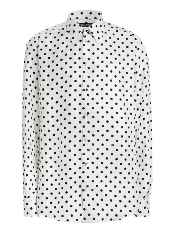 Dolce & Gabbana Long-sleeve Polka-dot Shirt - White