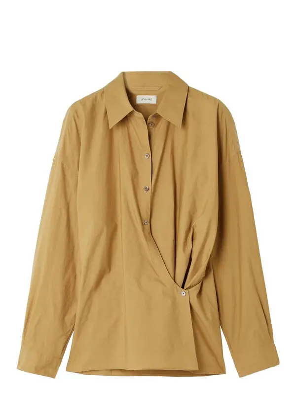 LEMAIRE Twisted Cotton And Silk-blend Poplin Wrap Shirt - Tan