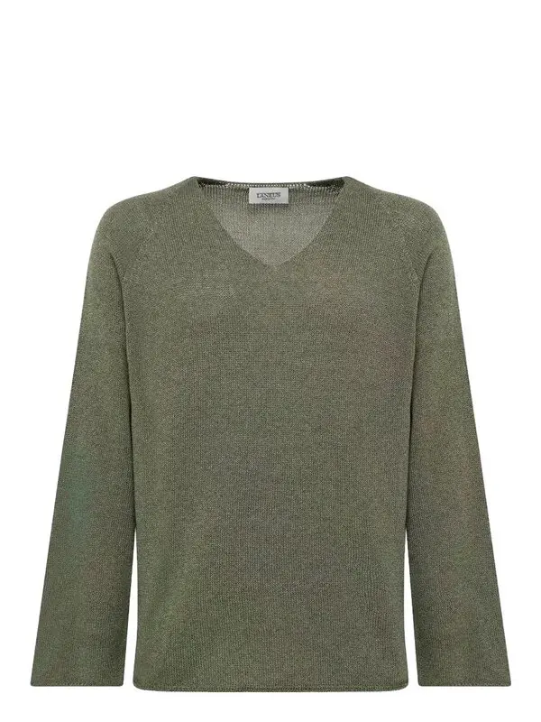 LANEUS V-neck Long-sleeve Jumper - Green
