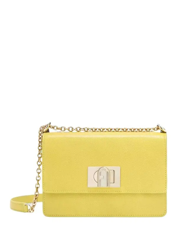 Furla 1927 Grained Leather Shoulder Bag - Yellow