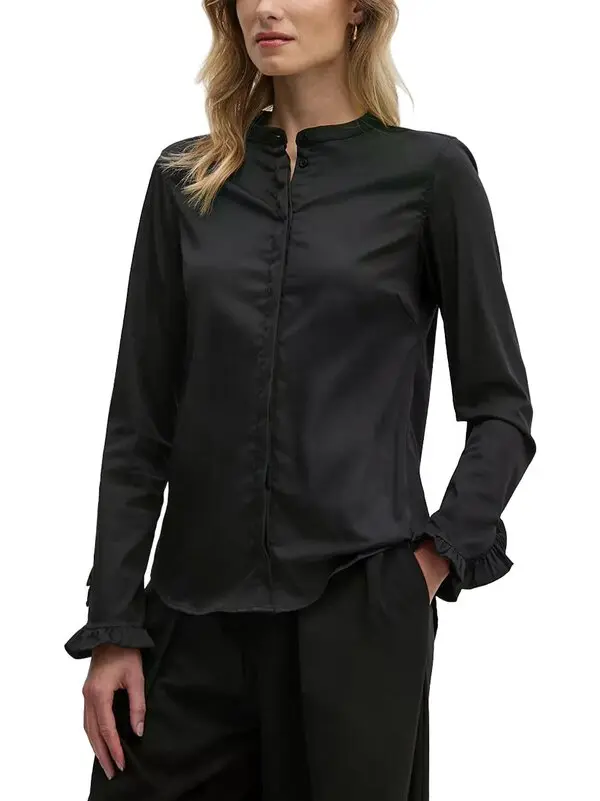 MOS MOSH Ruffled-trim Shirt - Black