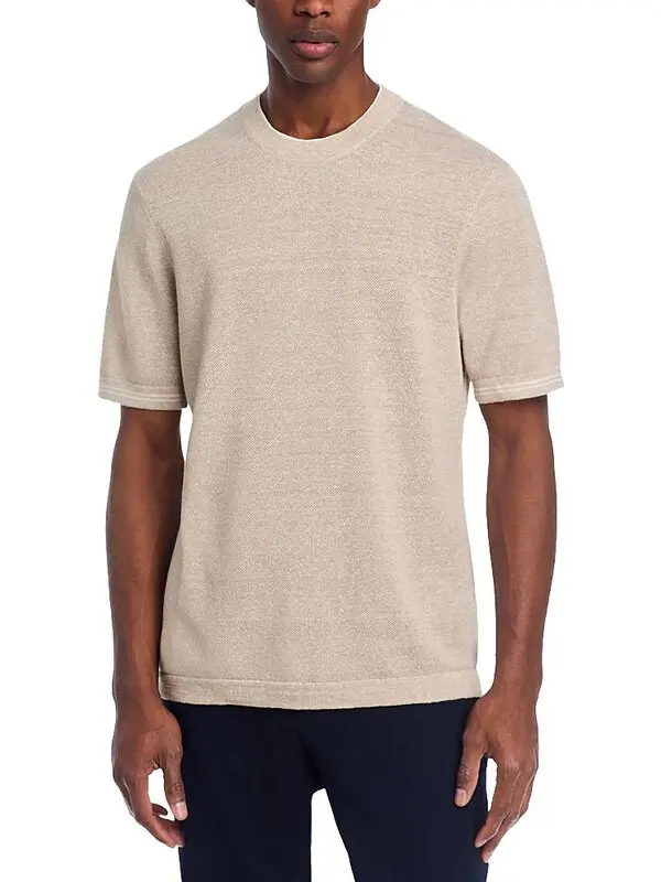 Bloomingdale'S Pique Double Crewneck Sweater T-shirt - Cobblestone W/ White Tipping