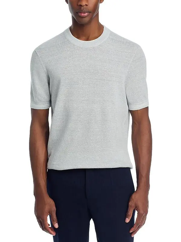 Bloomingdale'S Pique Double Crewneck Sweater T-shirt - Heather Grey W/ White Tipping