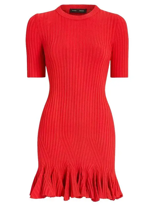 Proenza Schouler Leandra Ribbed Mini Dress - Red