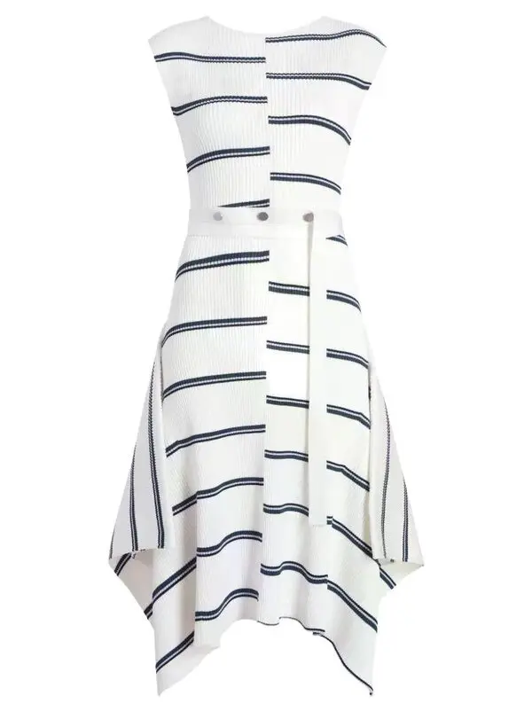 Proenza Schouler Artemis Striped Midi Dress - White