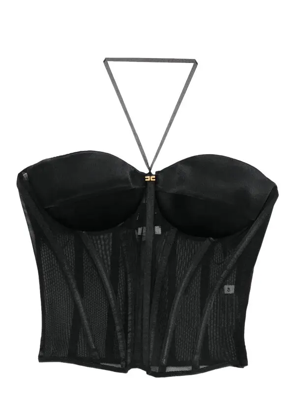 Elisabetta Franchi Mesh Corset Top - Black