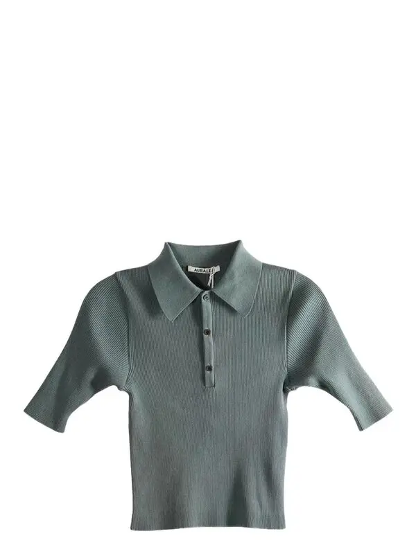 Auralee Ribbed Polo Shirt - Grey