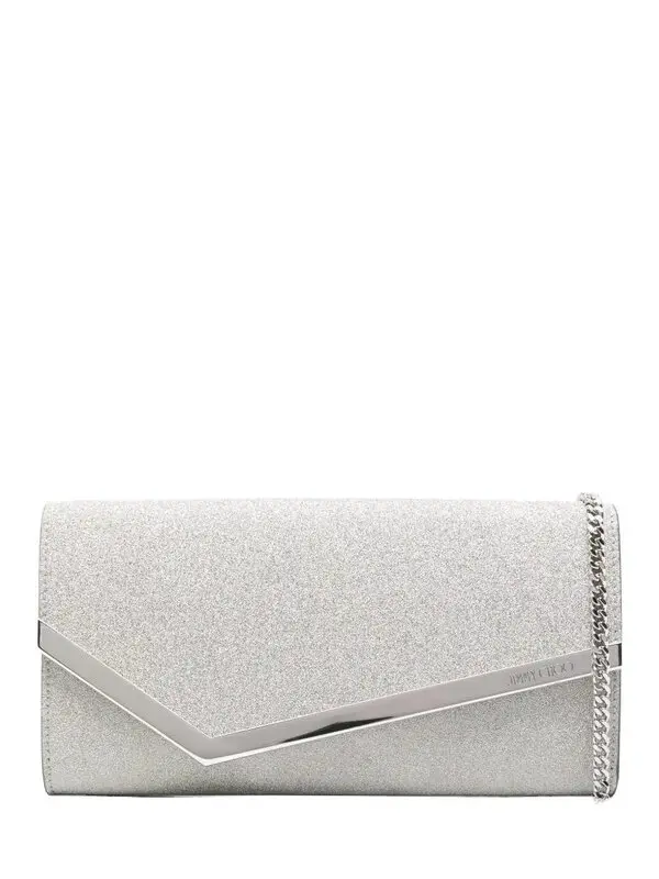 JIMMY CHOO Emmie Glitter Chain Clutch - Silver
