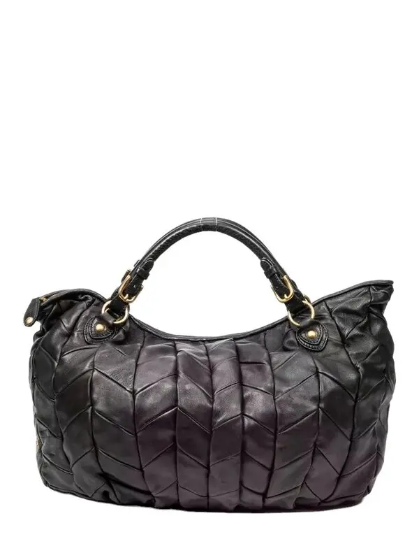 Miu Miu Pleated Top Handle Bag - Black