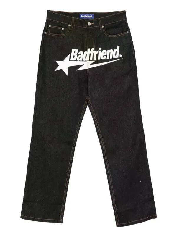BADFRIEND Logo-graphic Denim Jeans - Black