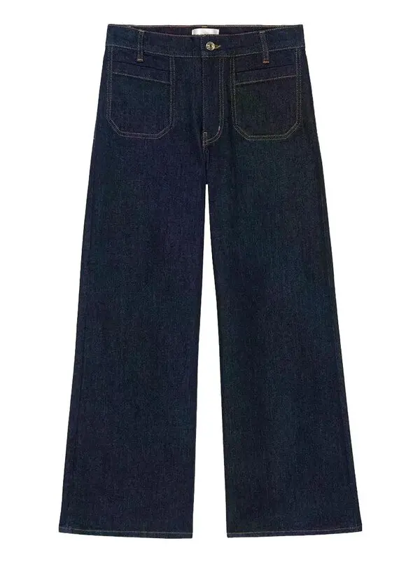 FRAME Le Slim Palazzo Modernist Pocket Denim Jeans - Blue