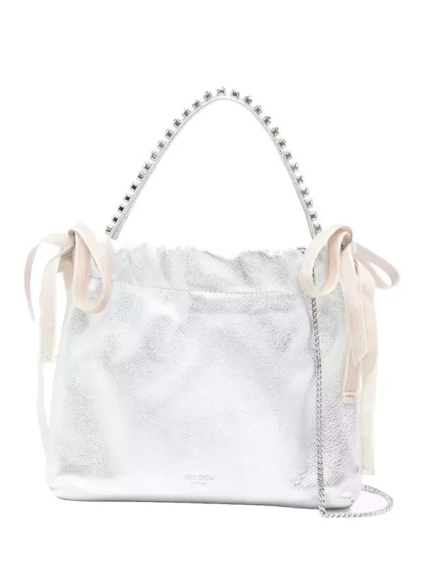 JIMMY CHOO Mini Embellished Drawstring Tote - Silver
