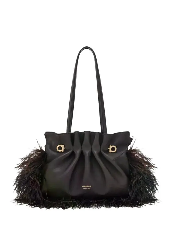 FERRAGAMO Feathered Soft Bag - Brown