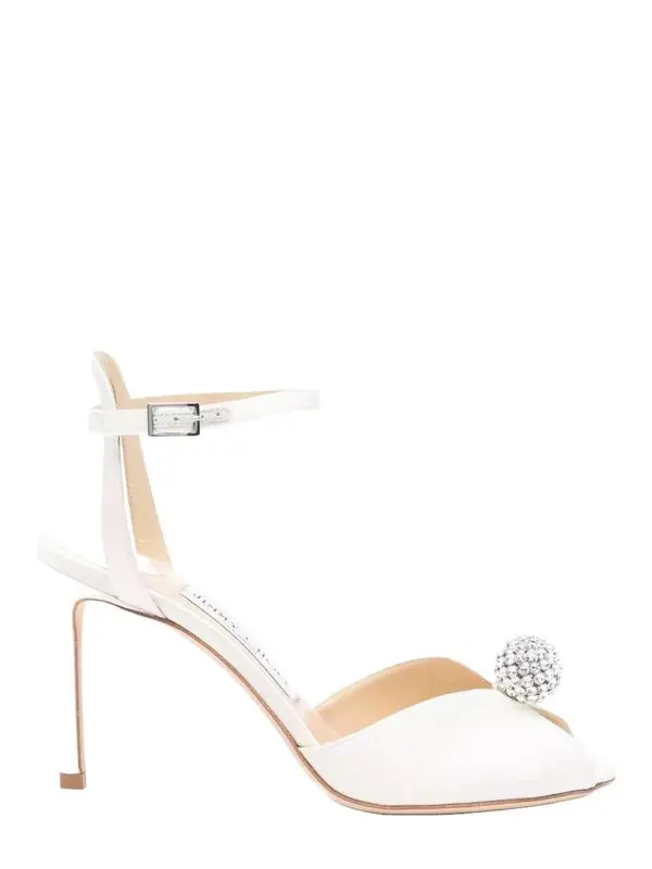 JIMMY CHOO Sacora Embellishment Strap Sandals - White