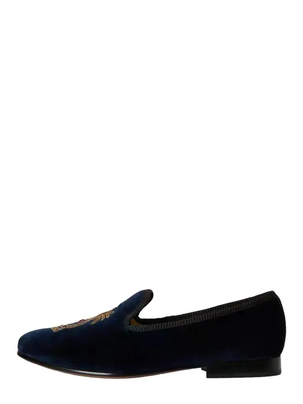 Polo Ralph Lauren Paxton Crest Velvet Slippers - Blue