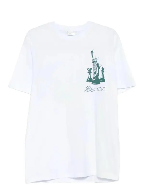 LES DEUX Checkmate Statue-chess-print T-shirt - White