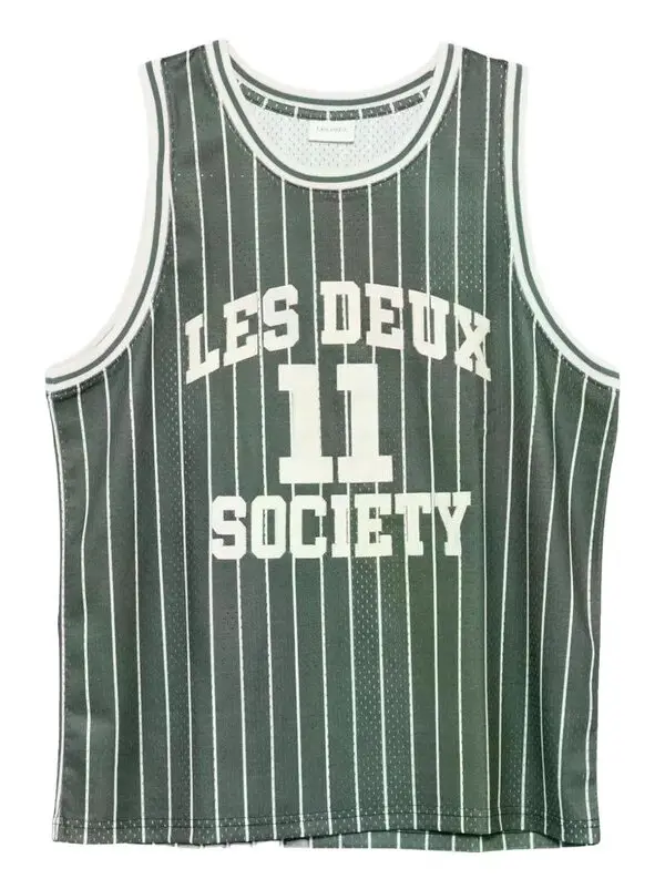 LES DEUX Silas Striped Vest - Green