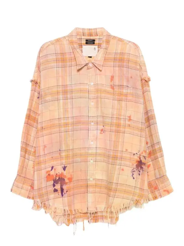 R13 Plaid Frayed Shirt - Orange