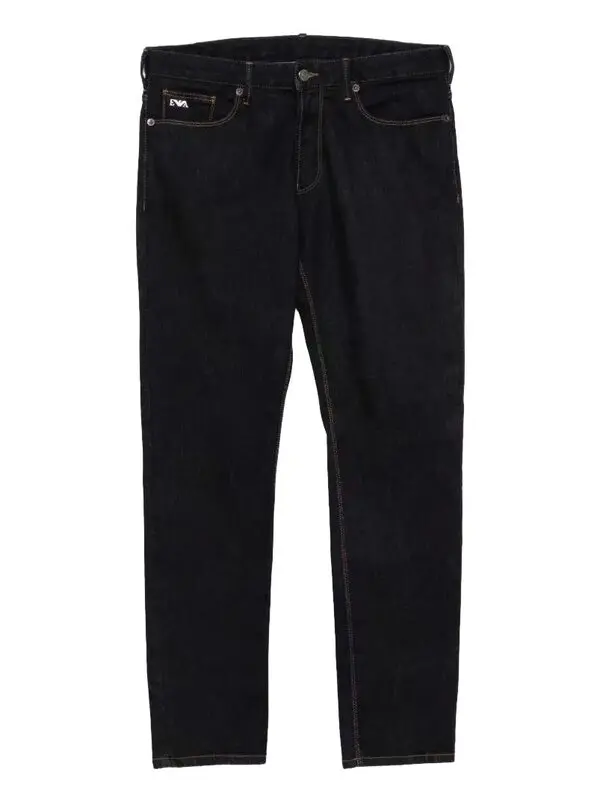 Emporio Armani Logo Patch Five-pocket Jeans - Blue