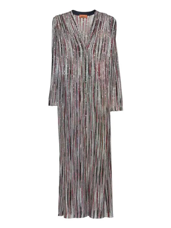 Missoni Striped V-neck Cardigan - Silver