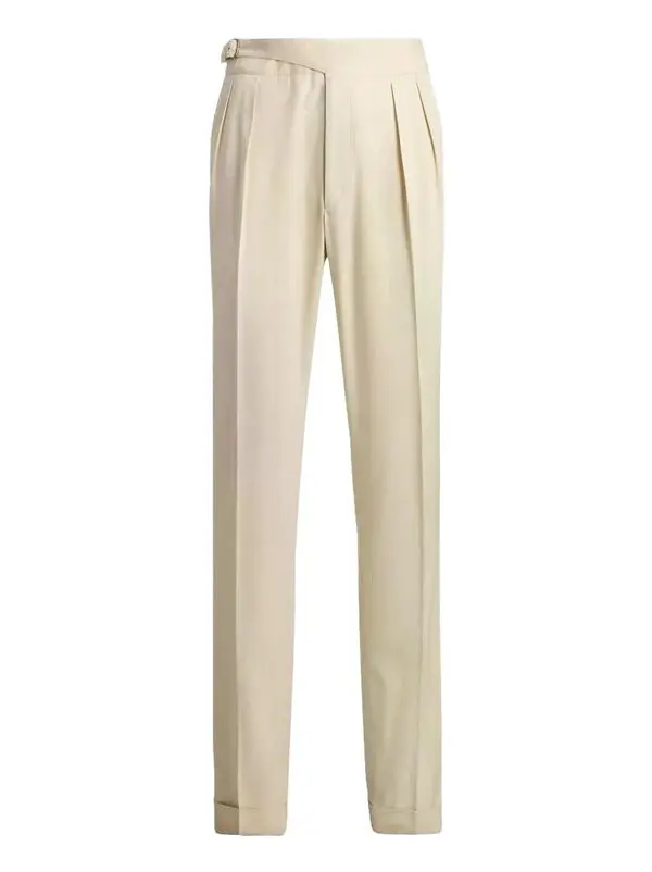 Ralph Lauren Purple Label Byron Buckled Pleated Trousers - Neutrals