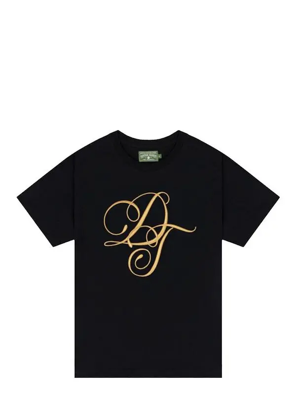 DENIM TEARS Dt Metallic Gold Script Tee Shirt - Black