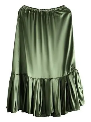 Dries Van Noten Silk Skirt - Khaki