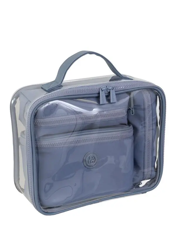 Joan & David 4-piece Clear Cosmetic Bag Set - Denim