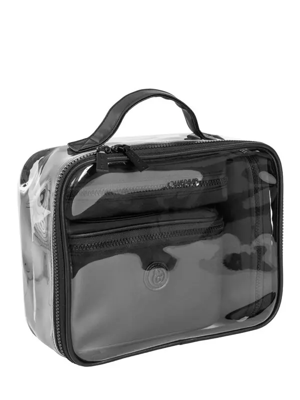 Joan & David Tonal Sport Nylon 4-piece Clear Cosmetic Bag Set - Black