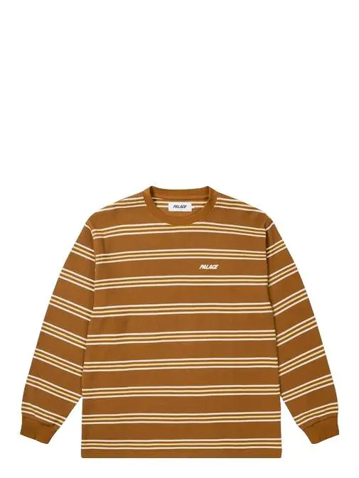 PALACE Trio Stripe Long Sleeve Tee Shirt - Fox