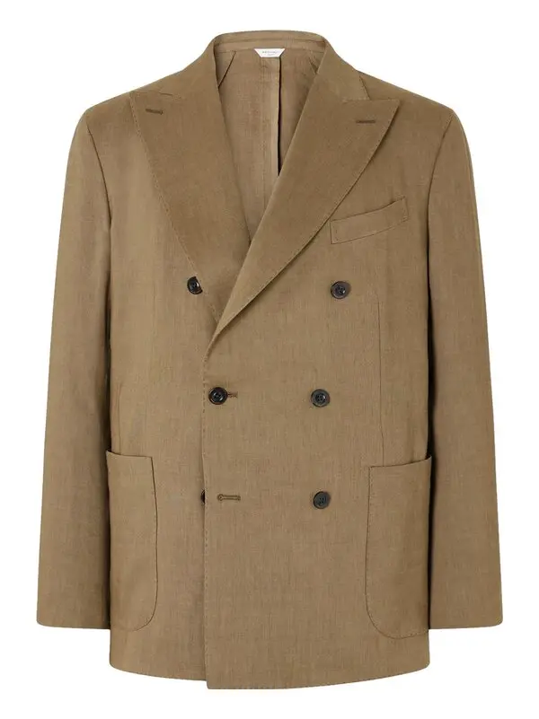 Boglioli Double-breasted Linen, Virgin Wool And Mohair-blend Suit Jacket - Green