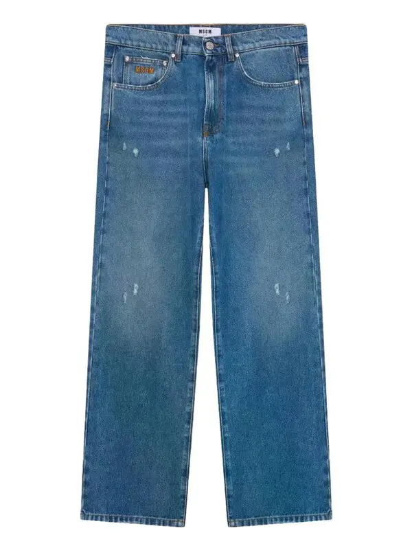 MSGM Distressed Regular Fit Jeans - Blue