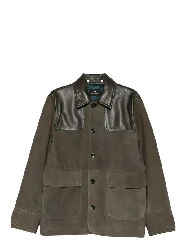 Paul Smith Leather Jacket With Pockets - Green