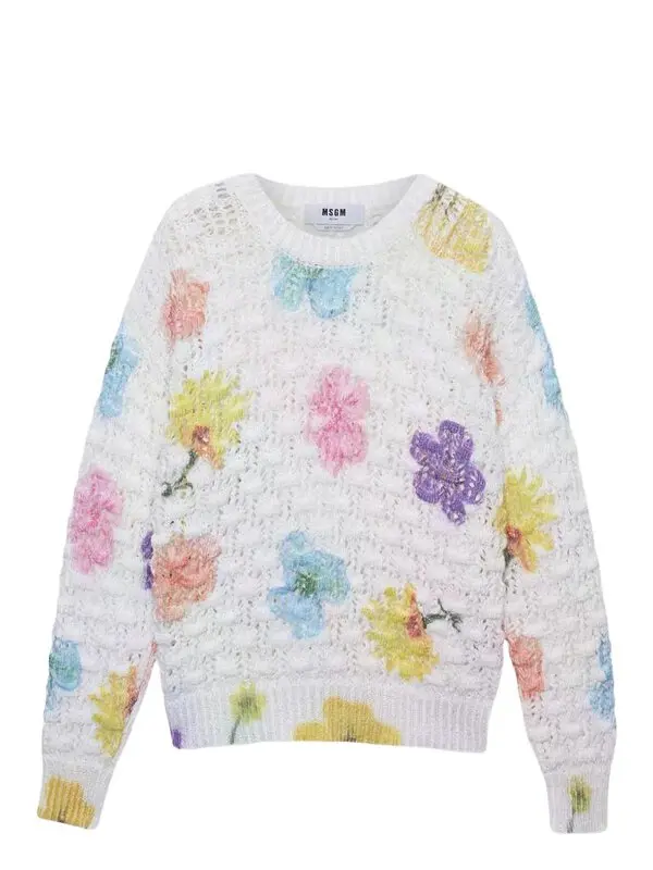 MSGM Floral Sweater - White