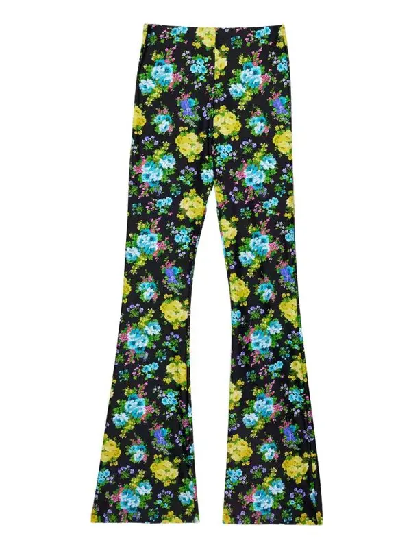 MSGM Floral Flared Trousers - Black