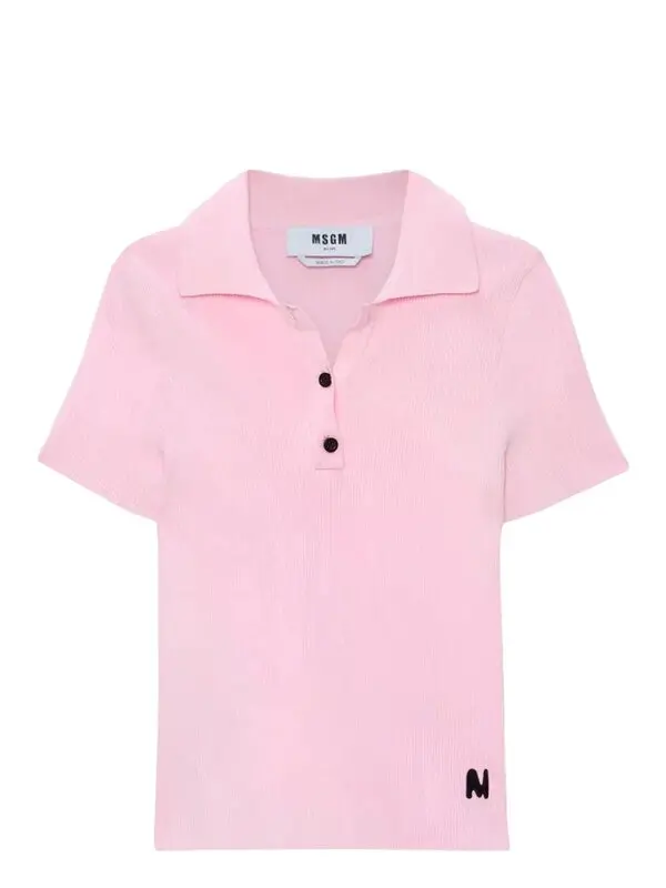 MSGM Ribbed-knit Polo Shirt - Pink