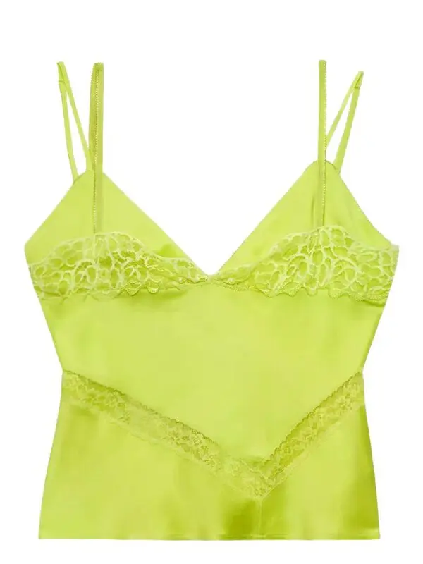 MSGM Lace V-neck Tank Top - Green