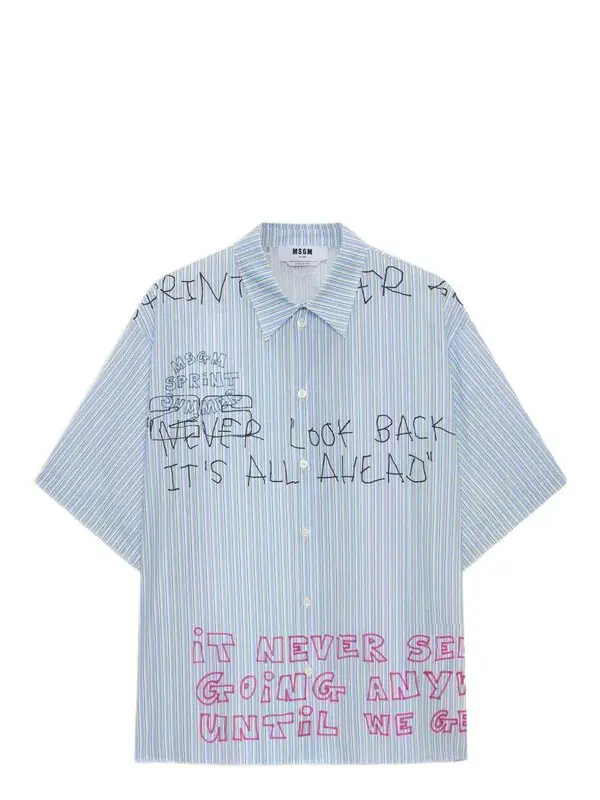 MSGM Striped Graphic Shirt - Blue