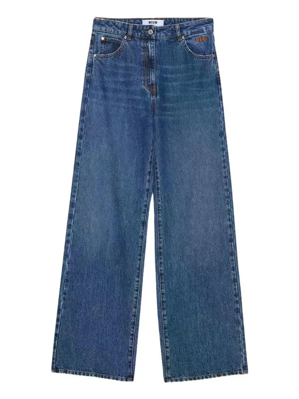 MSGM Buttoned Wide-leg Jeans - Blue