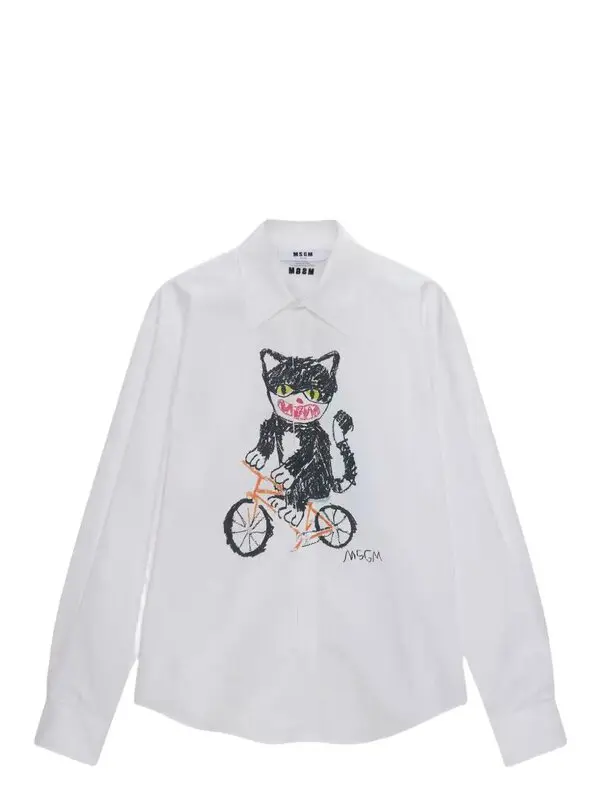 MSGM Cat-print Shirt - White