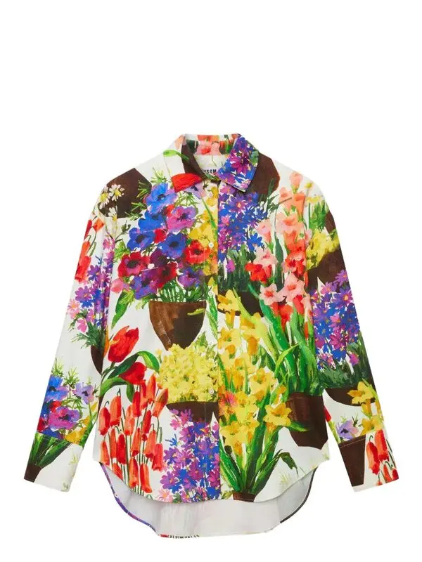 MSGM Floral Print Shirt - White