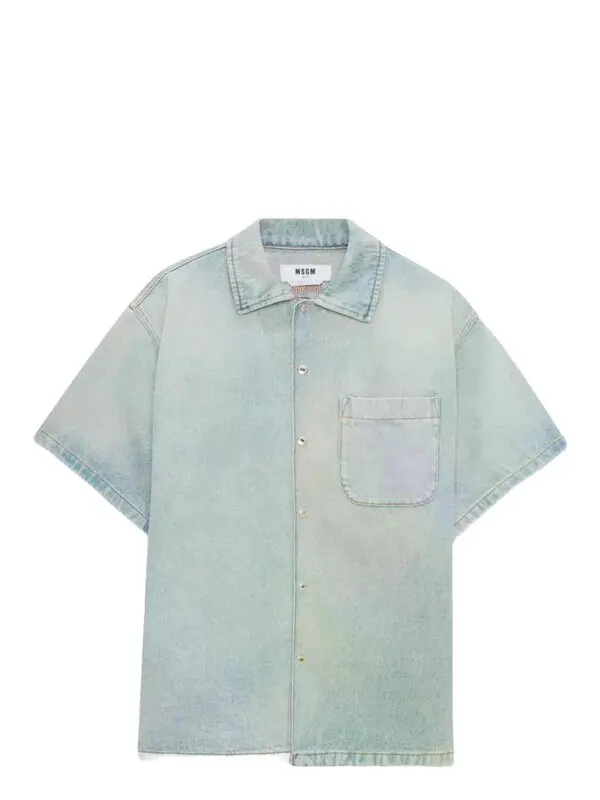 MSGM Short Sleeve Pocket Shirt - Blue