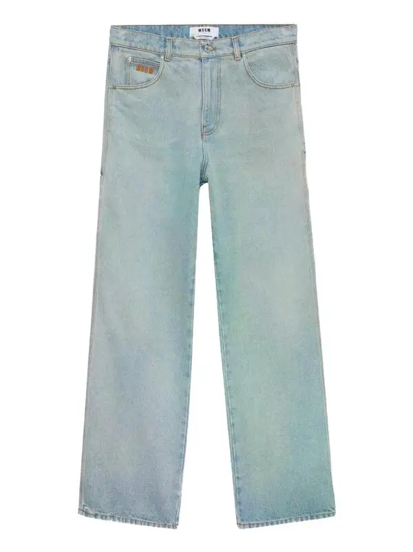 MSGM Logo-embroidered Straight Leg Jeans - Blue