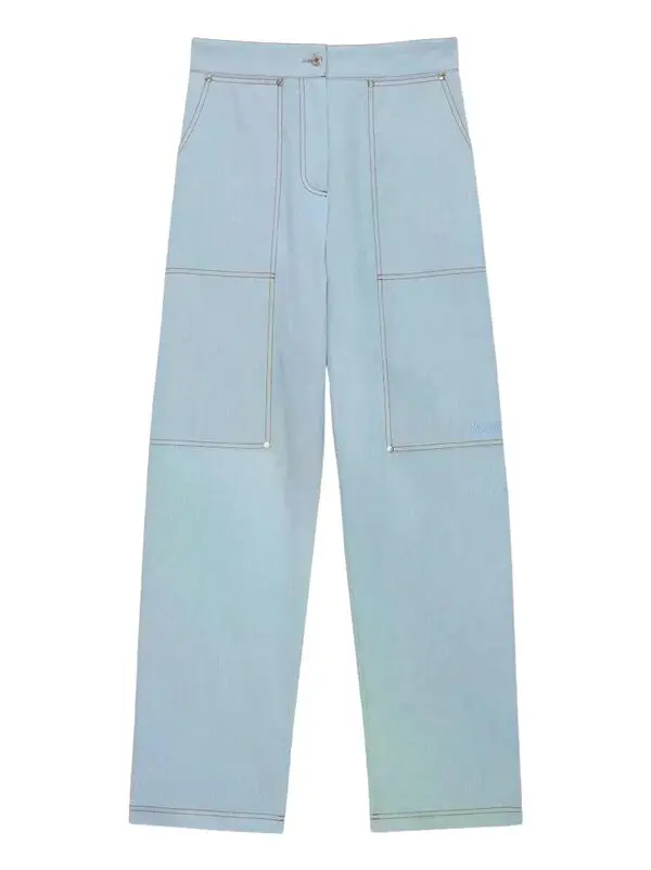 MSGM Logo-embroidered Straight Leg Jeans - Blue