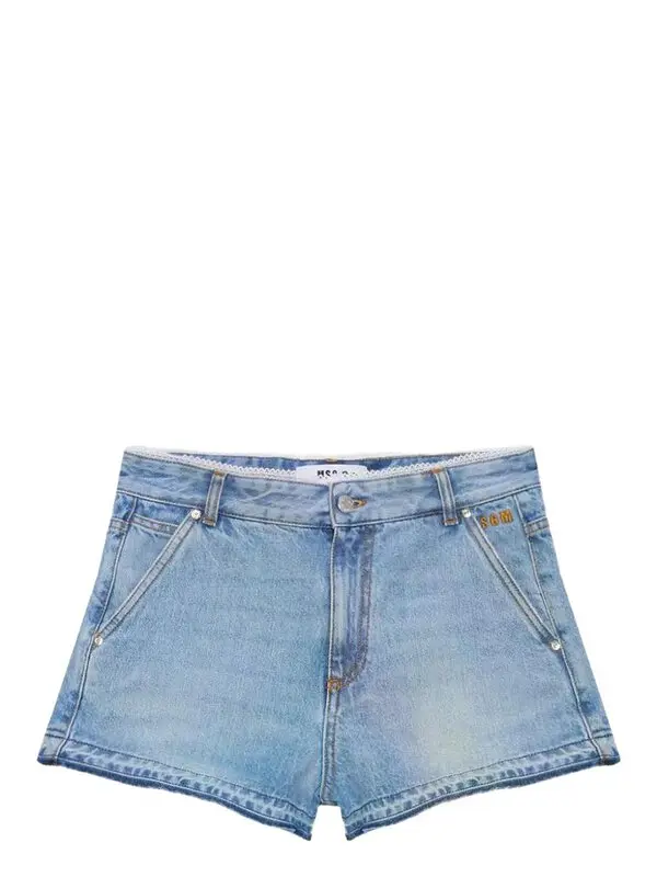 MSGM Frayed Hem Shorts - Blue