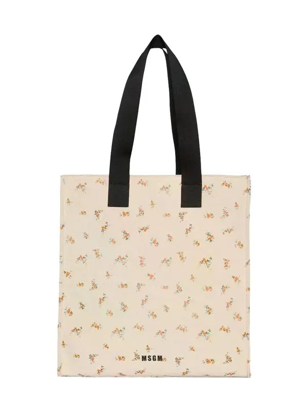 MSGM Floral-pattern Tote Bag - Neutrals