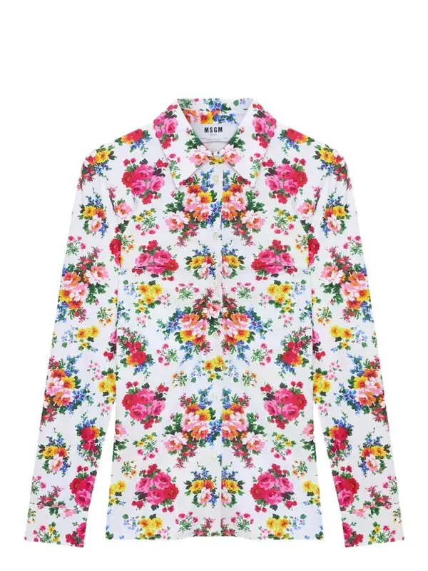 MSGM Floral-pattern Shirt - White