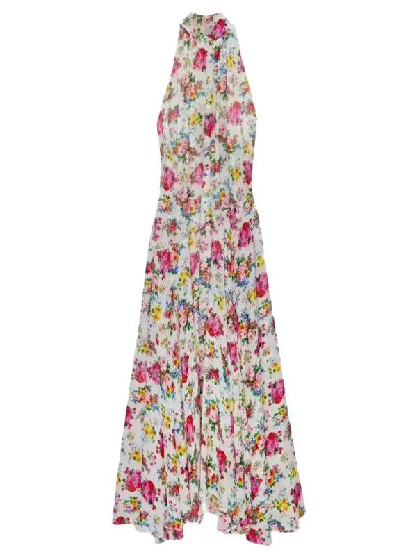 MSGM Floral-pattern Maxi Dress - White