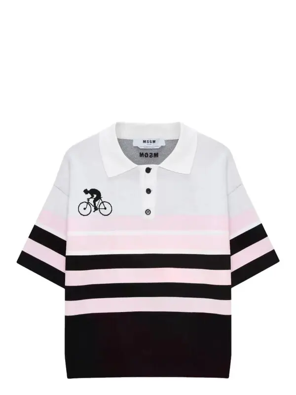 MSGM Striped Polo Shirt - Black